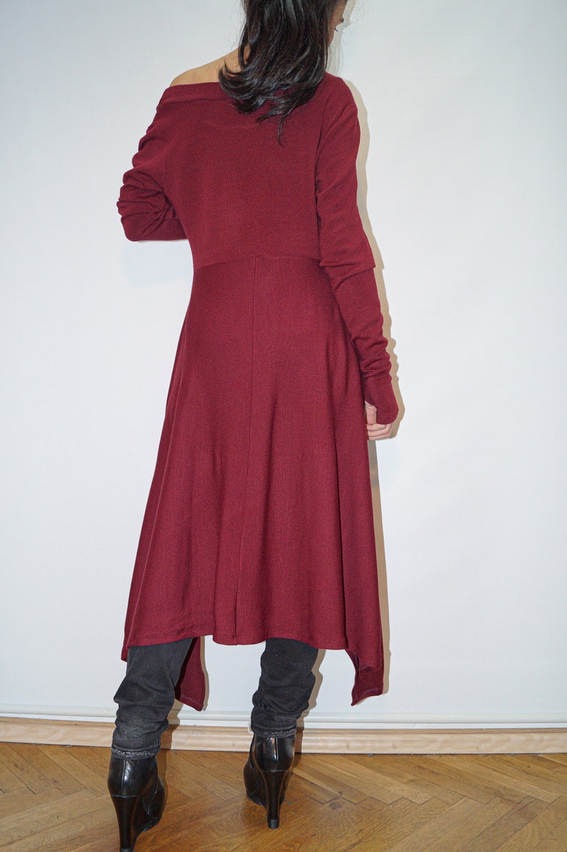 Red Asymmetrical Wool Blend Sweater Dress, Oversized Knit Top - Etsy