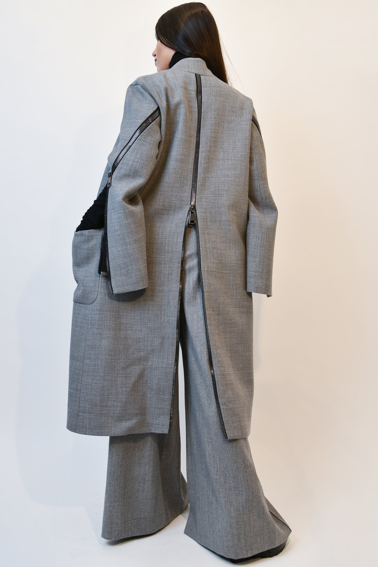 Patch Pocket Coat/long Wool Coat/all Season Collar - Etsy