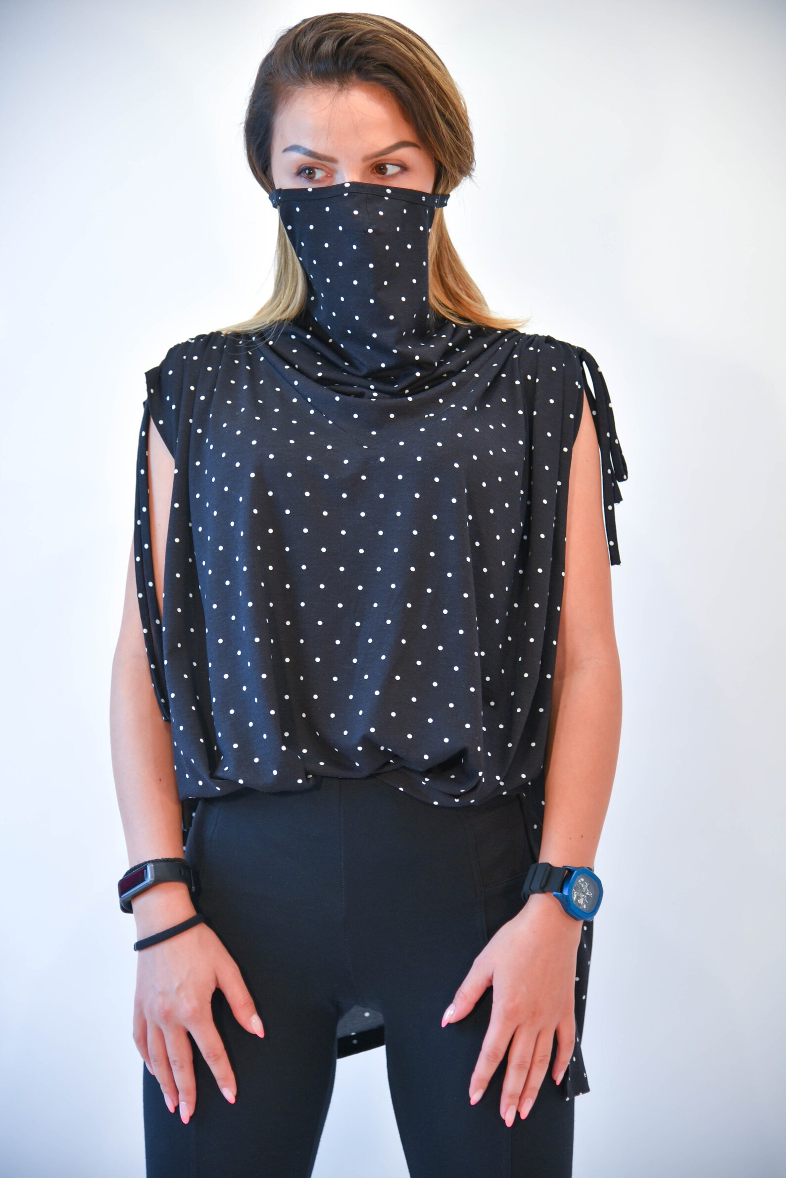 2 in 1 Long Tunic With Face Mask/shirt With Integrated Mask/handmade ...