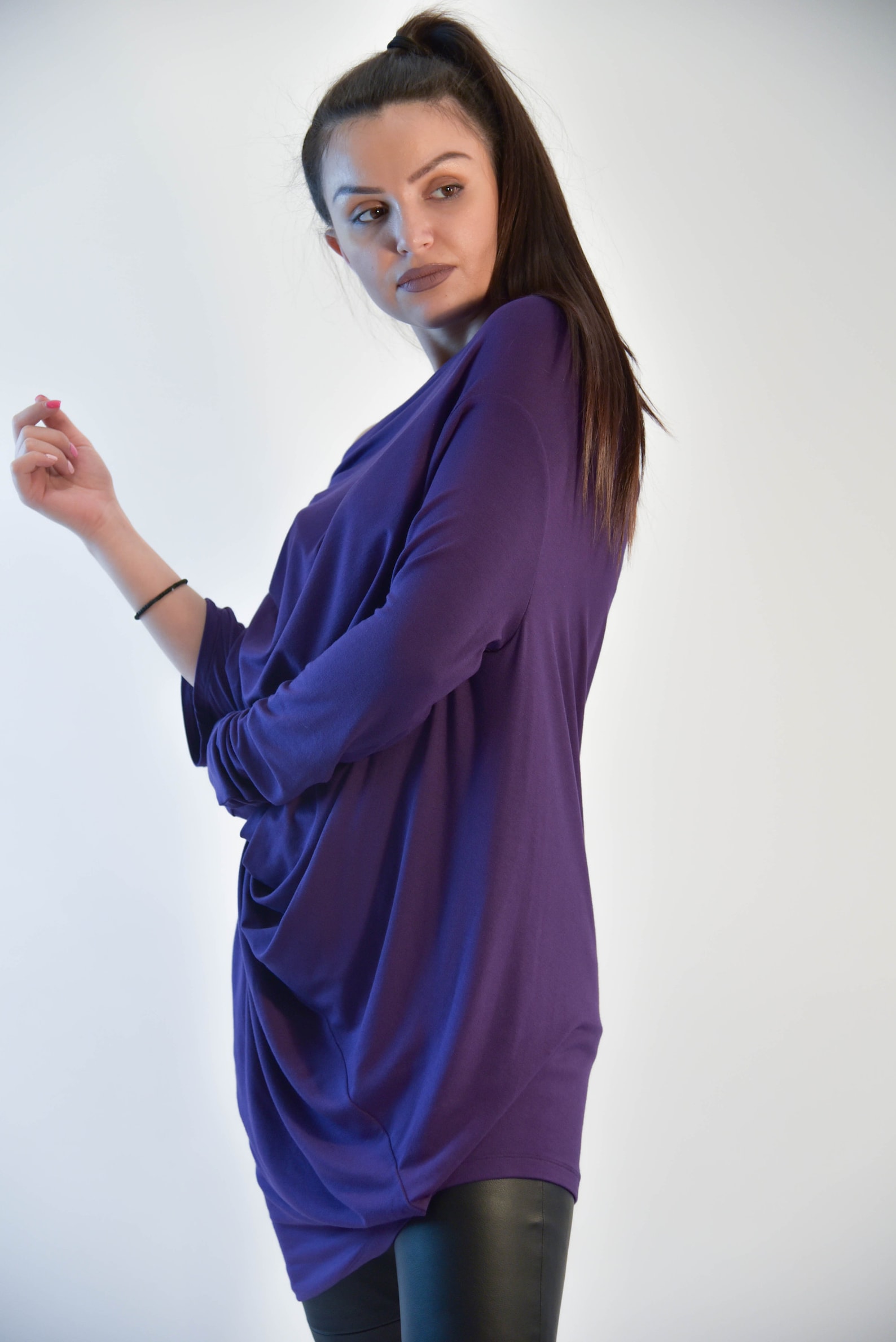 Purple Loose Sweater Dress/asymmetrical Tunic/casual - Etsy