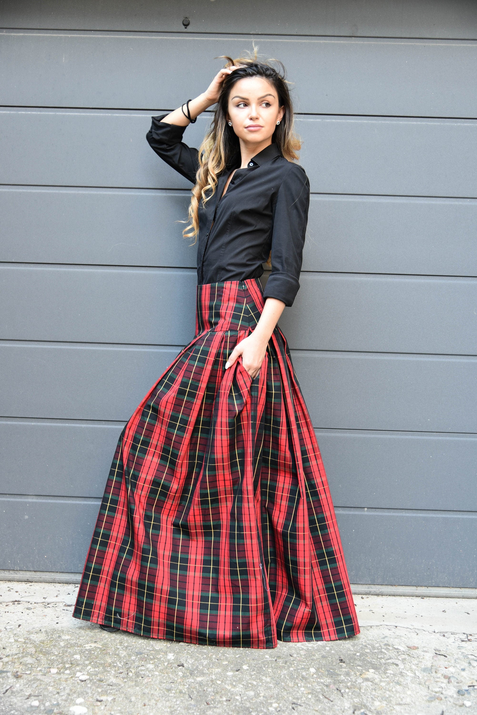 Lovely Checked Long Maxi Skirt/high or Low Waist Skirt/long - Etsy UK