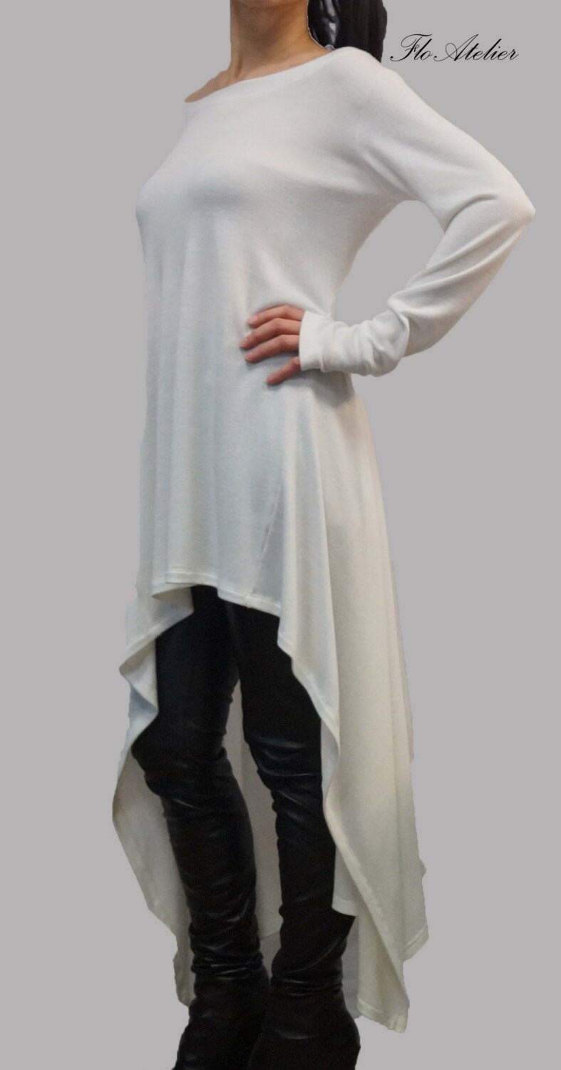 White Asymmetrical Sweater/cozy Sweater/sweater Dress/knit - Etsy