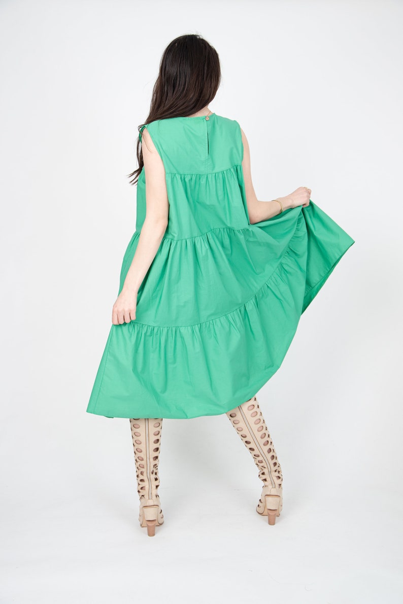 Ruffle Maxi Dress/green Cotton Dress/flowing Dress/boho | Etsy