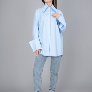 Light Blue Shirt/Elegant Formal Shirt/Minimalist Blue | Etsy
