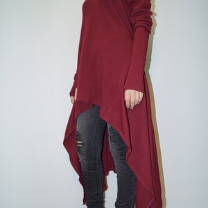 Red Asymmetrical Wool Blend Sweater Dress, Oversized Knit Top - Etsy