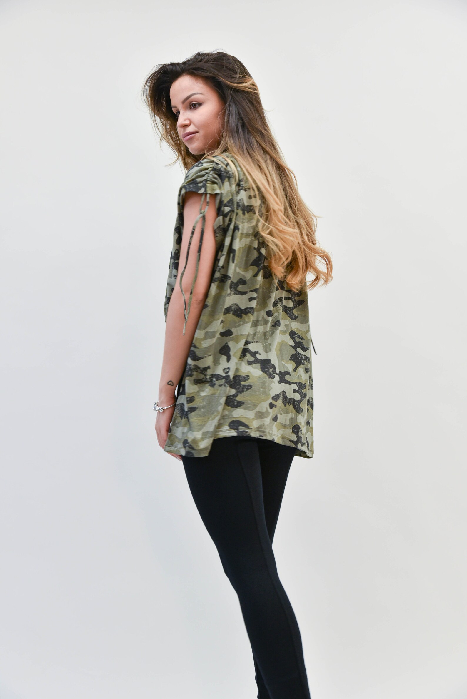 Green 2 in 1 Long Tunic Face Mask/shirt With Integrated Mask/green Camo ...