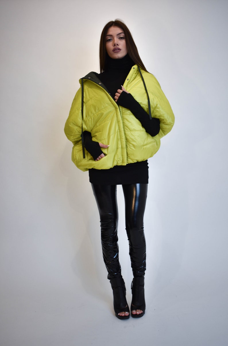 Yellow Quilted Jacket/windproof Jacket/yellow Warm Jacket/double Sided ...