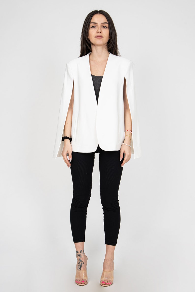 White Cape Coat/jacket for Women/handmade Cape/cape Jacket/fashion Cape ...