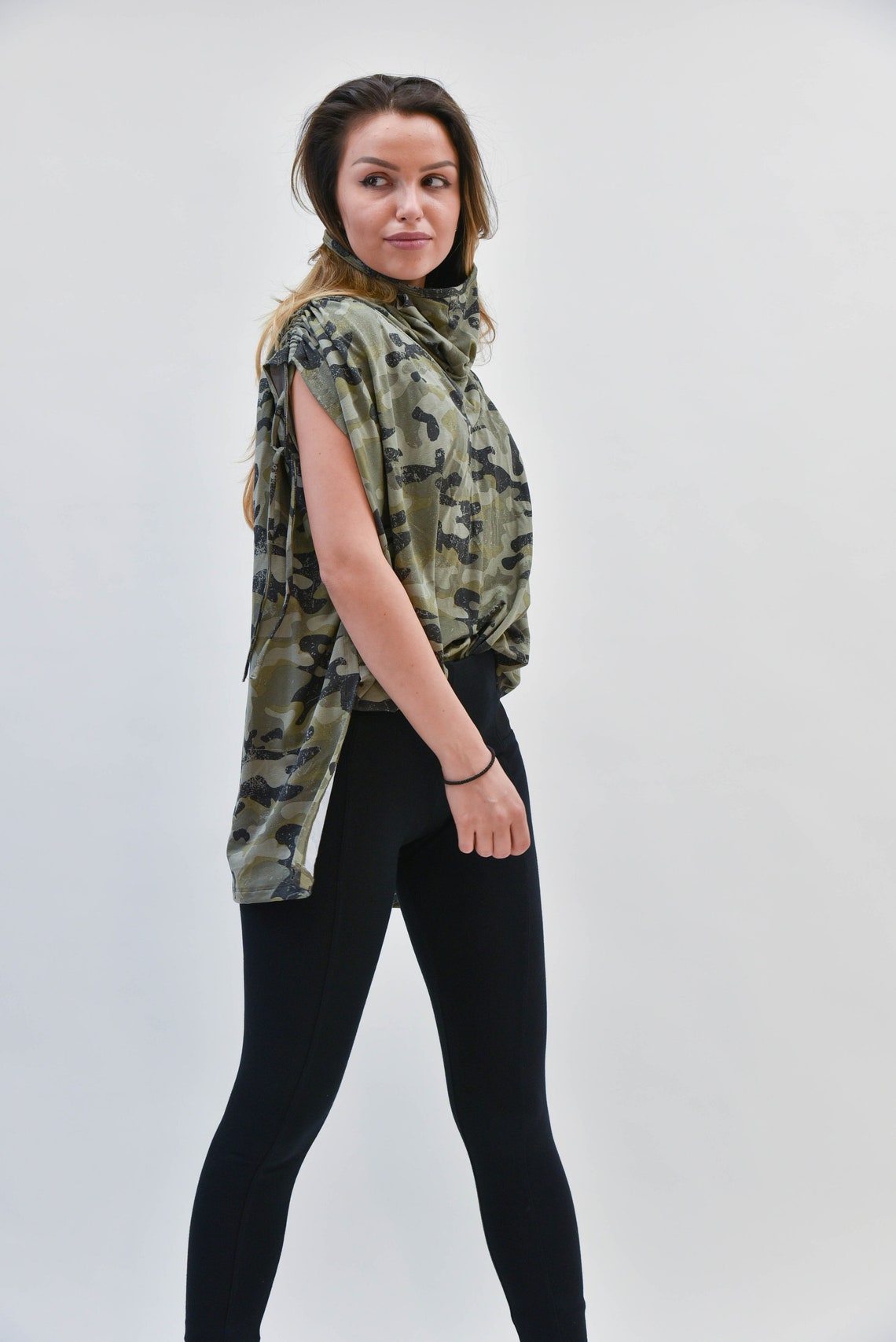 Green 2 in 1 Long Tunic Face Mask/shirt With Integrated - Etsy
