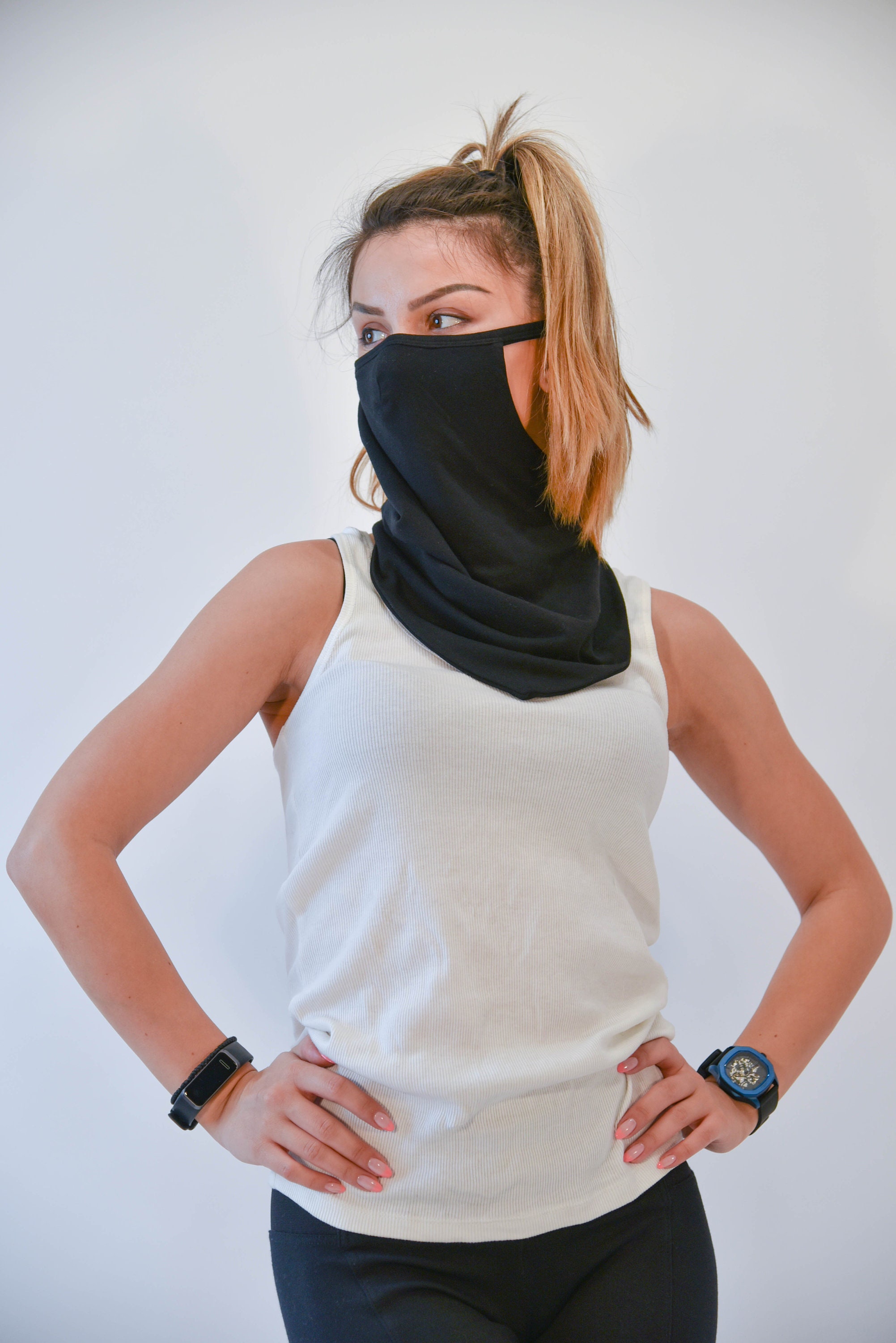 Black Long Face Mask/activity Accessory/washable Mask/reusable Washable ...