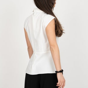 Smart White Shirt/collared White Top/sleeveless Shirt/handmade White ...