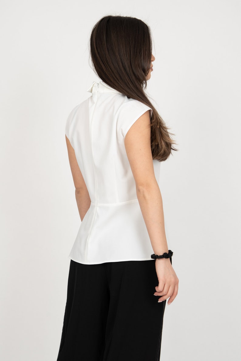 Smart White Shirt/collared White Top/sleeveless Shirt/handmade - Etsy