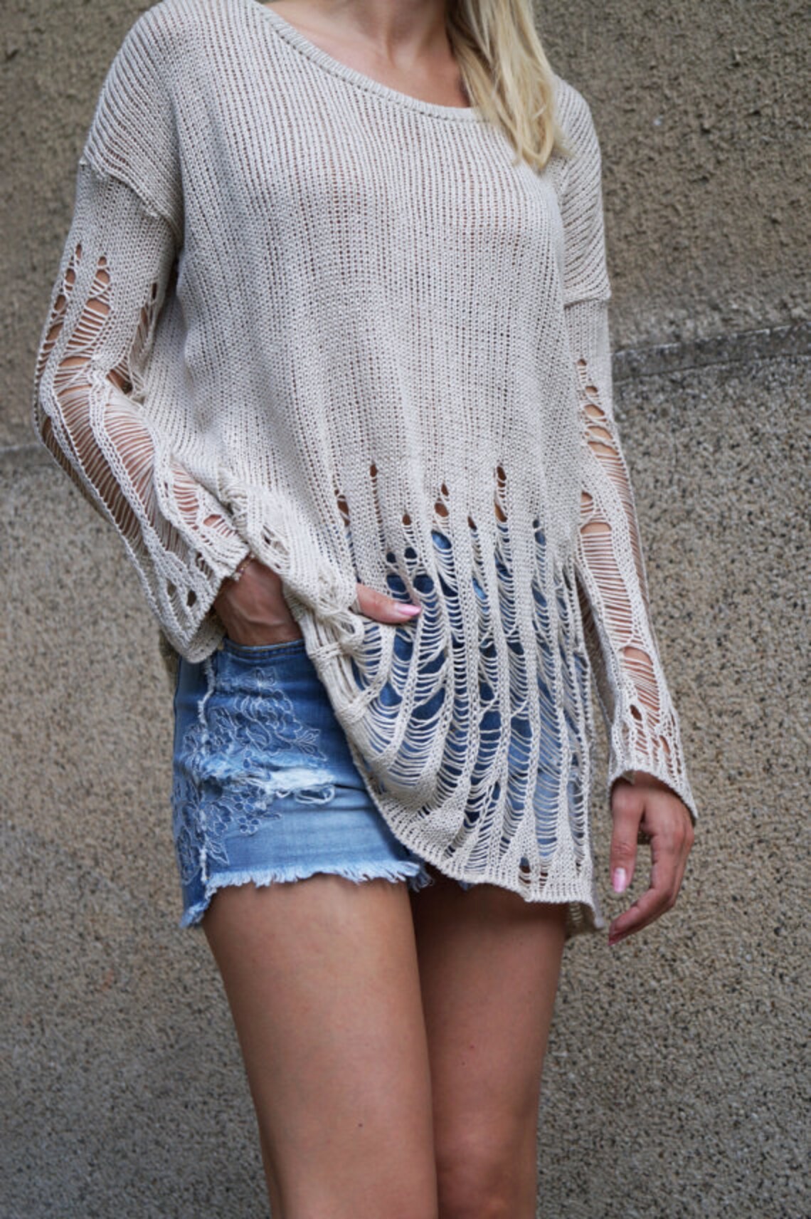 New/destroyed Sweater/distressed Sweater/asymmetrical - Etsy