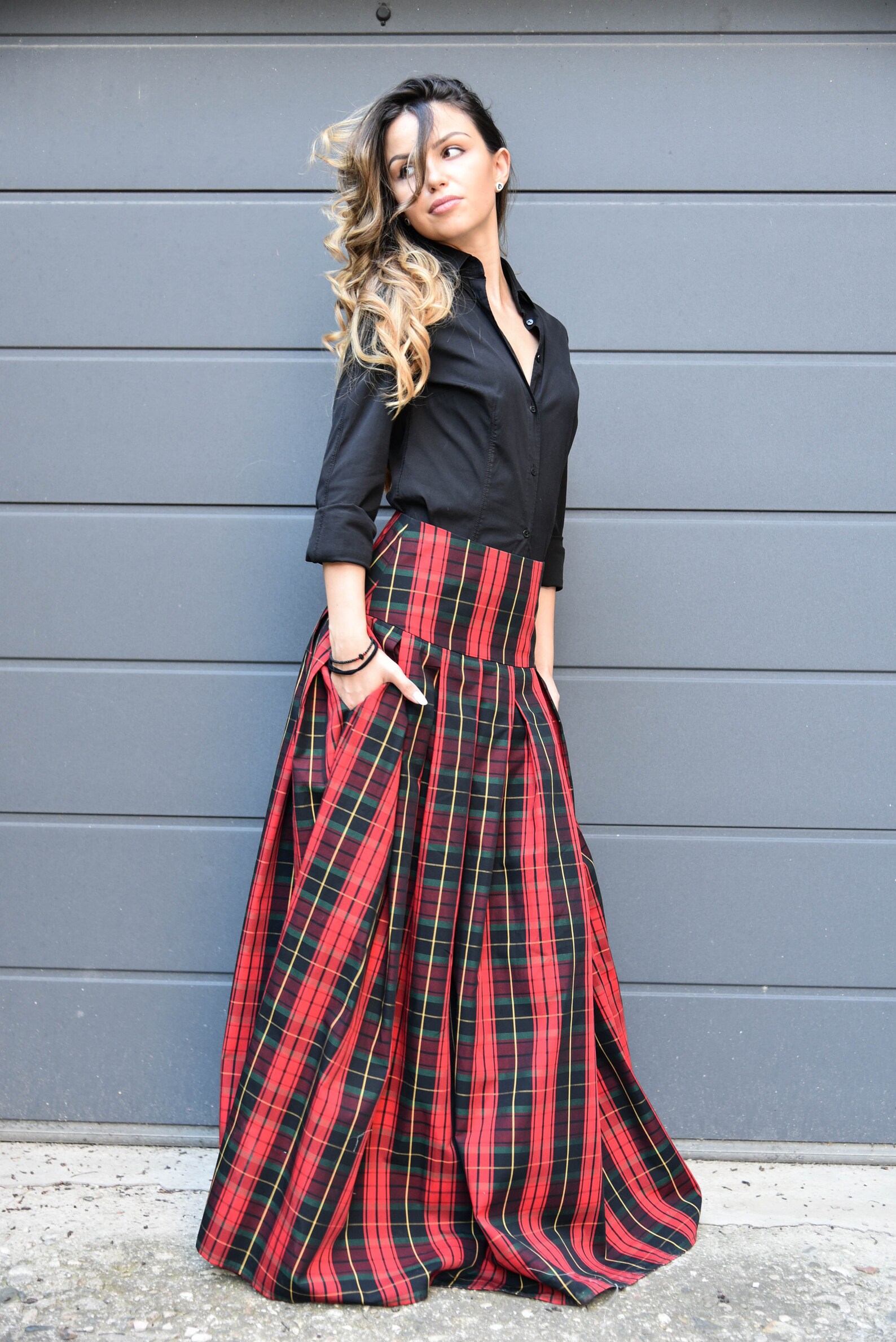 Lovely Checked Long Maxi Skirt/high or Low Waist Skirt/long - Etsy