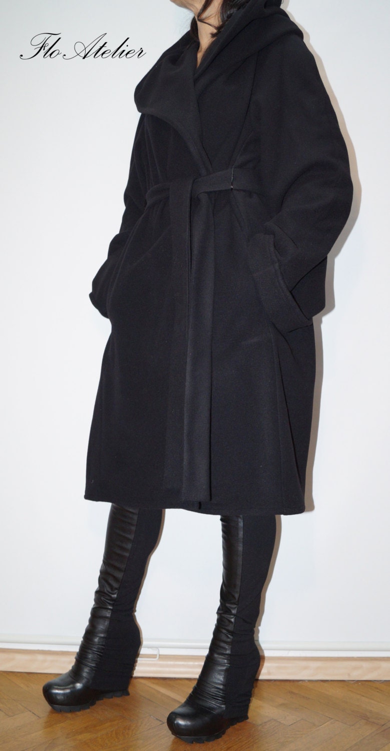 Hooded Long Wool Coat/winter Cape Coat/cashmere Wool Coat/long - Etsy