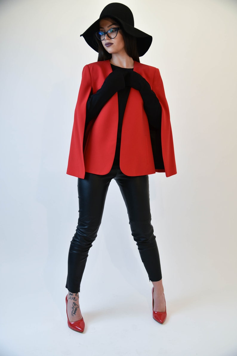 Red Cape Coat/jacket for Women/handmade Cape/cape Jacket/fashion Cape ...