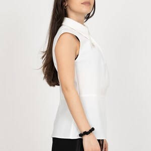 Smart White Shirt/collared White Top/sleeveless Shirt/handmade White ...