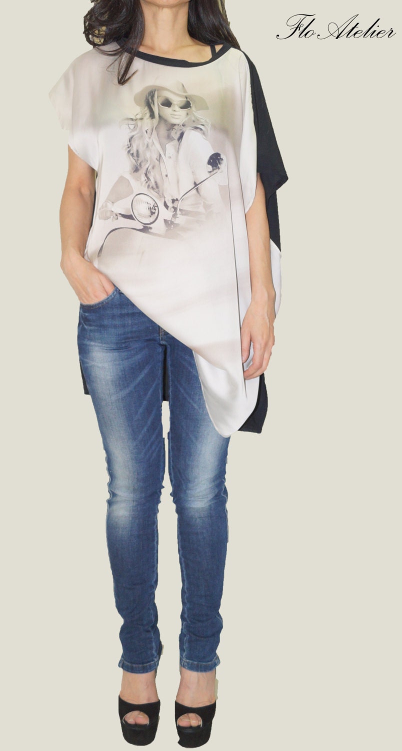 Oversize Tunic/ Printed Top/print Tunic/casual Top/sport | Etsy