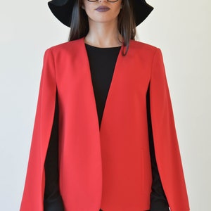 Red Cape Coat/jacket for Women/handmade Cape/cape Jacket/fashion Cape ...