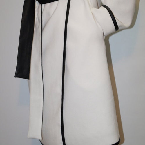 White High Collar Coat/winter Coat/wool Cashmere Blend - Etsy