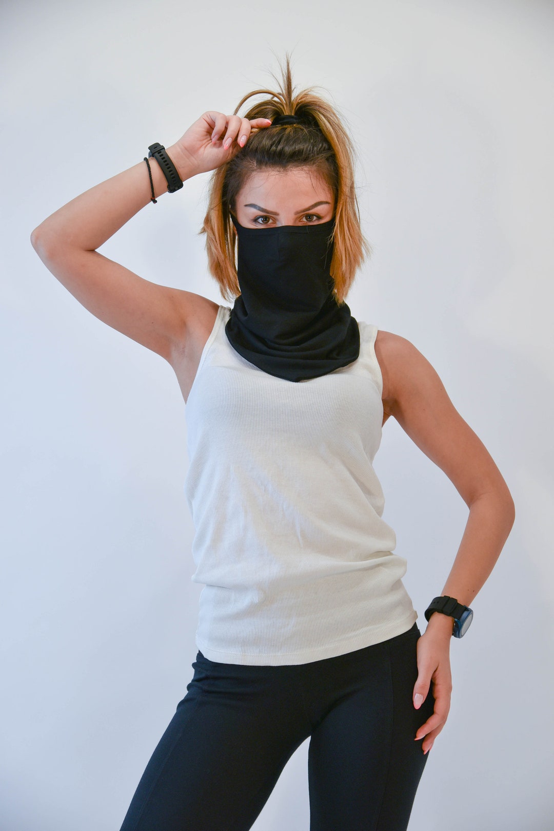 Black Long Face Mask/activity Accessory/washable Mask/reusable Washable ...