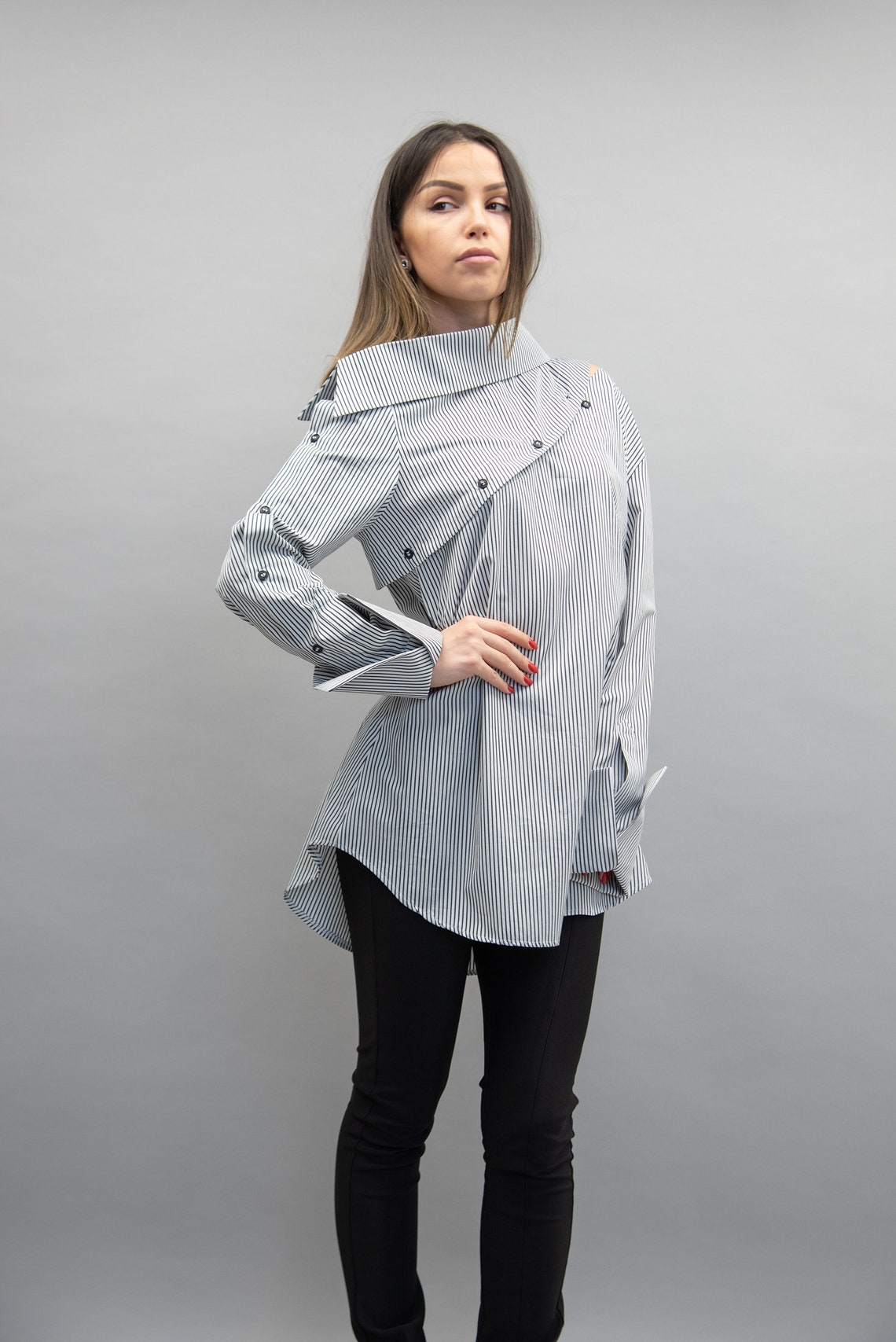 Oversized Convertible Shirt/handmade Detachable Shirt/long Sleeved ...