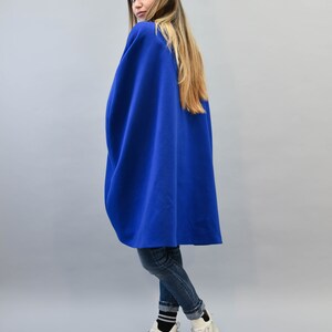 Outspread Cape Coat/cashmere Blend Cape/wool Blue Cape/cape Jacket ...
