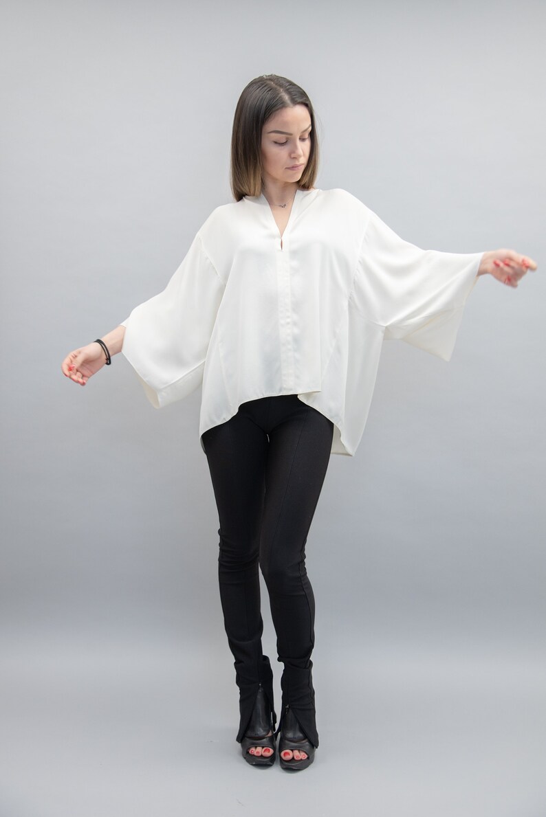 Handmade White Shirt/square Top/deep V Shirt/casual White - Etsy