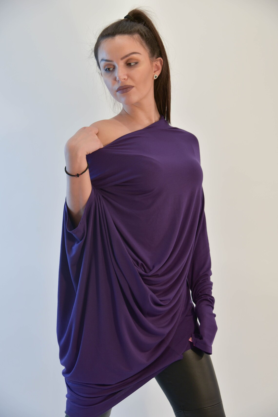 Purple Loose Sweater Dress/asymmetrical Tunic/casual - Etsy
