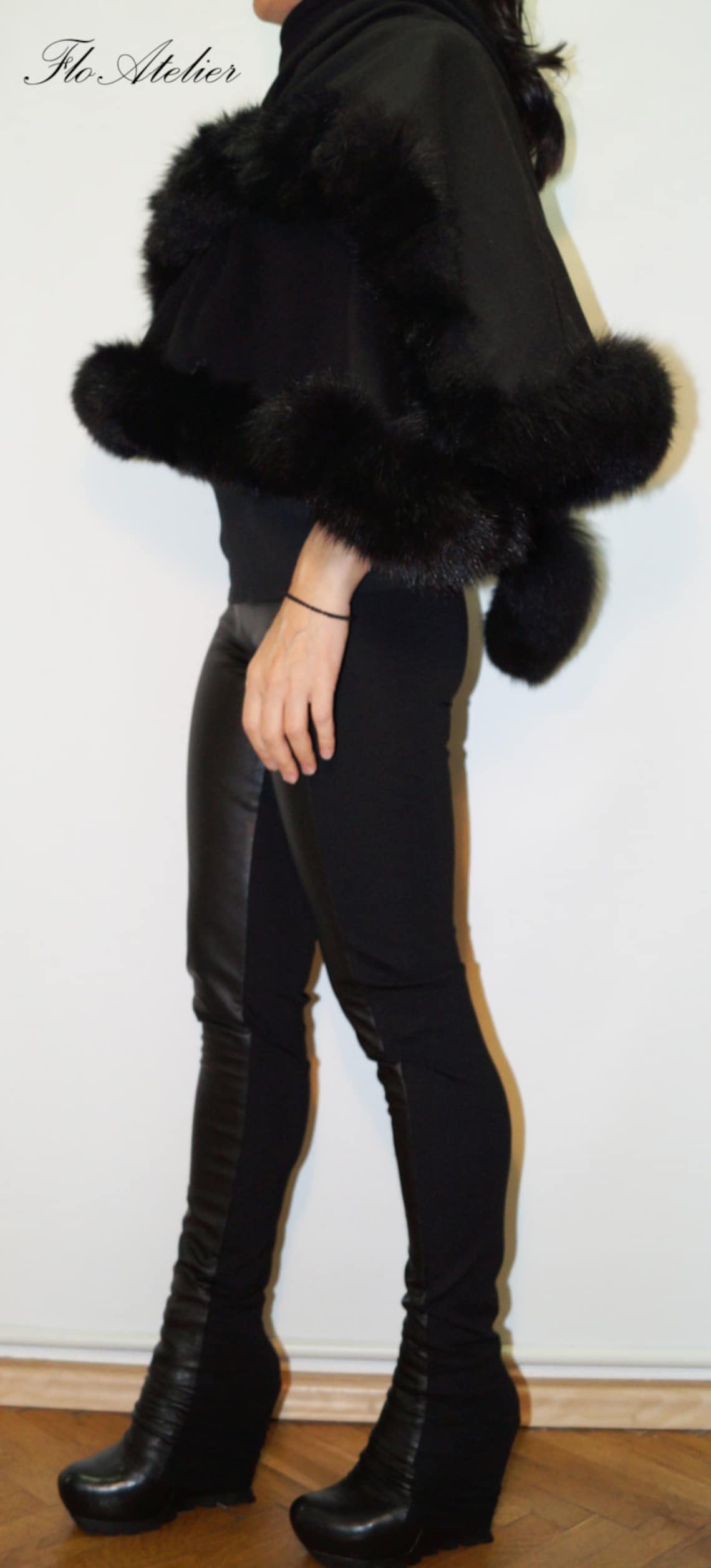 Cashmere Wool Wrap/cashmere Shawl With Faux Skin/faux Fur - Etsy