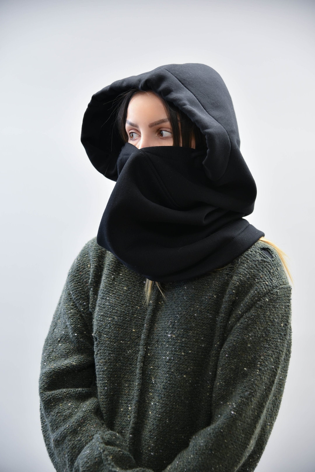Handmade Black Hood Mask/black Balaclava/hood Mask/unisex Hood Mask ...