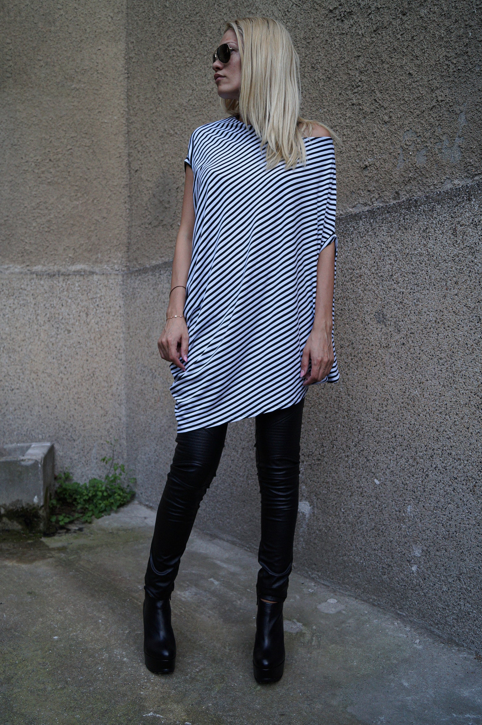 Oversized Stripe Top/asymmetrical Tunic/summer Top/draped - Etsy