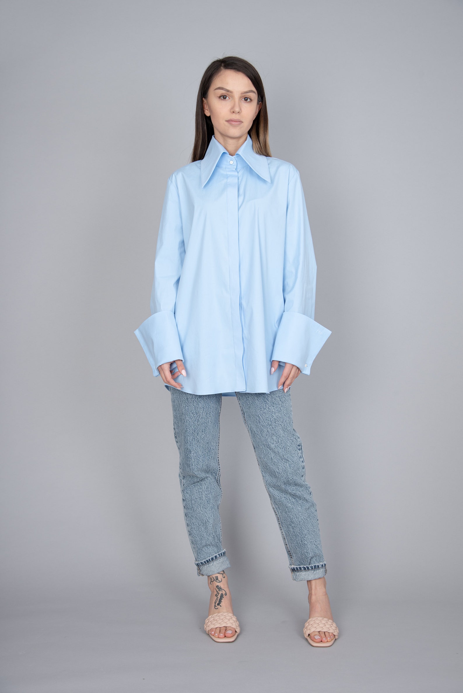 Light Blue Shirt/Elegant Formal Shirt/Minimalist Blue | Etsy