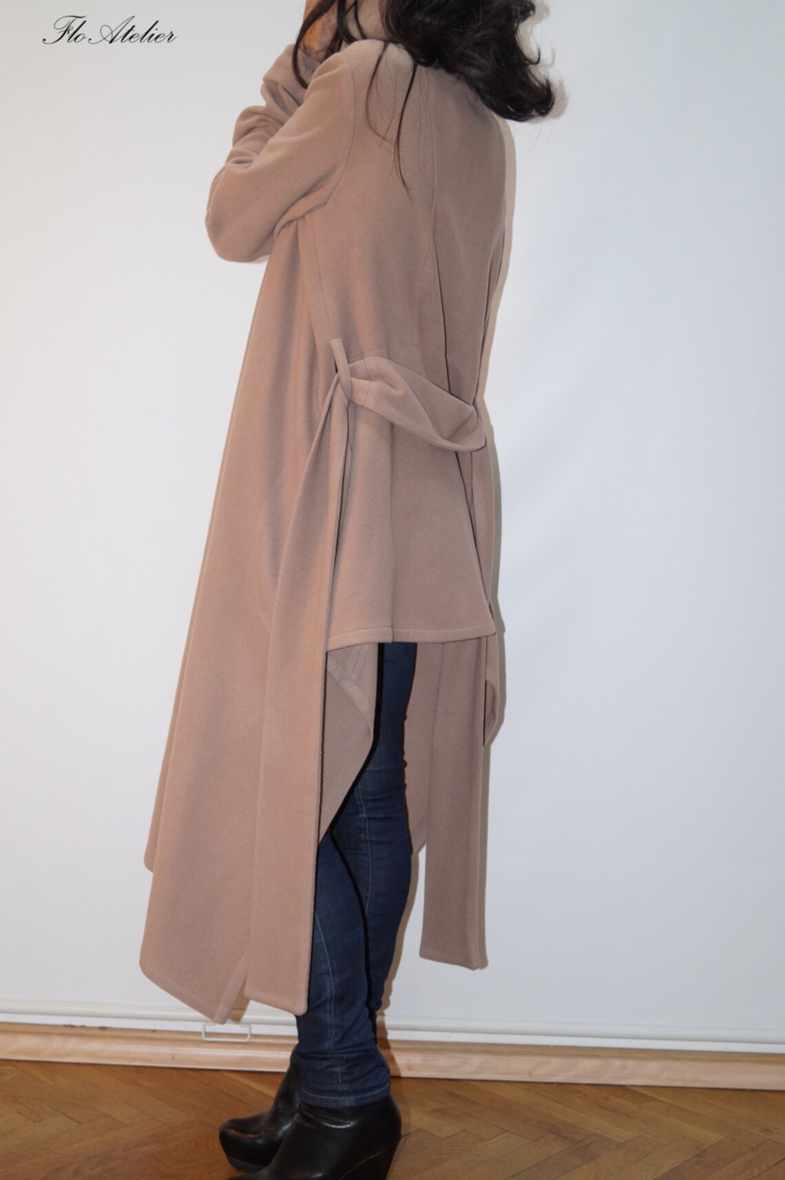 Beige Wool Coat/winter Cape Coat/cashmere Wool Blend/long - Etsy