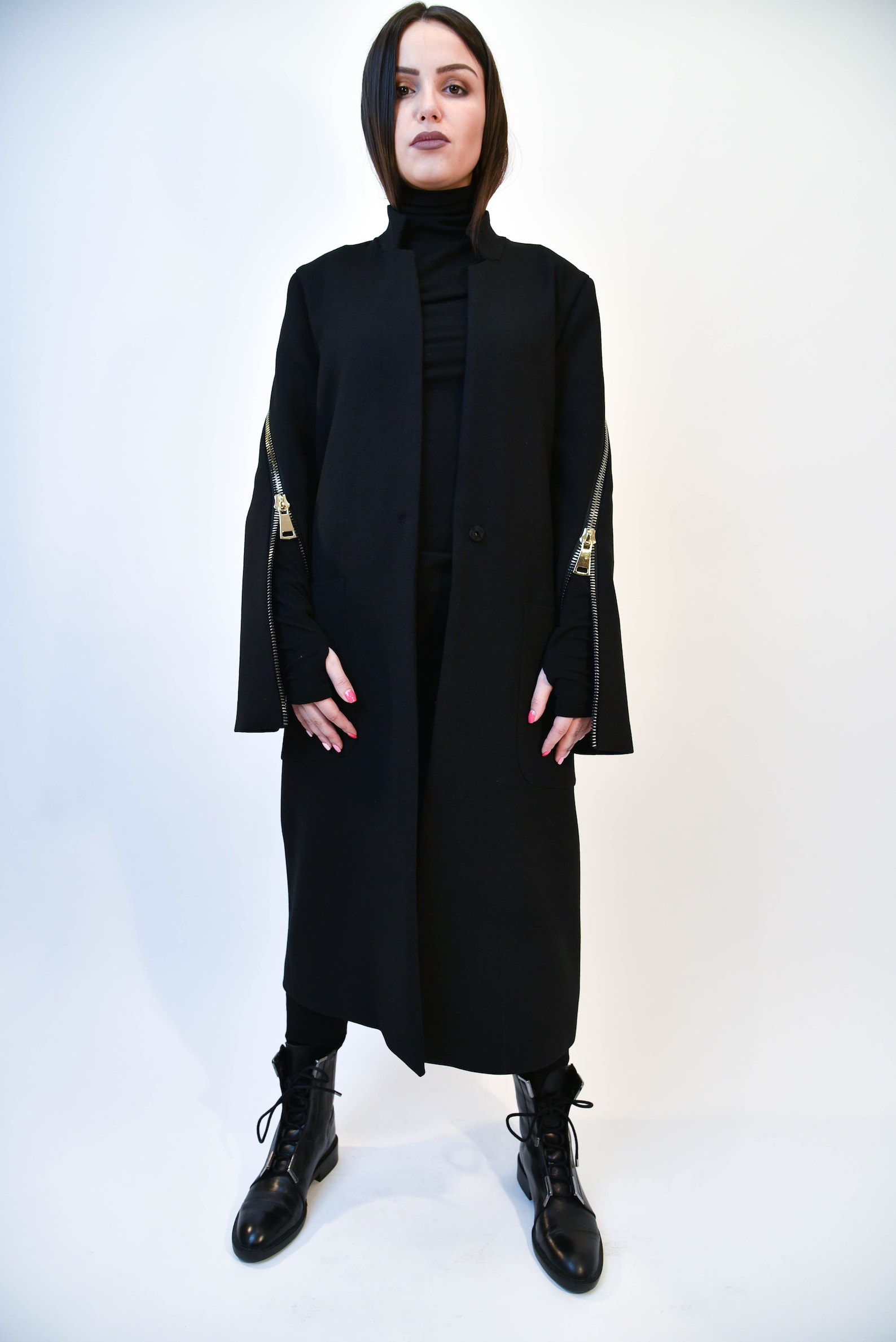 Patch Pocket Coat/long Wool Coat/all Season Collar | Etsy