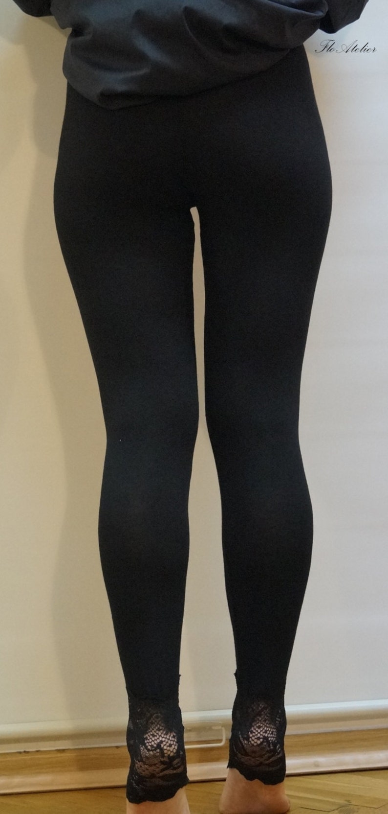 Black Leggings With Lace/black Extra Leggings/leggings for | Etsy