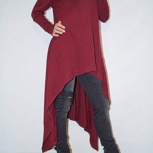 Red Asymmetrical Wool Blend Sweater Dress, Oversized Knit Top - Etsy