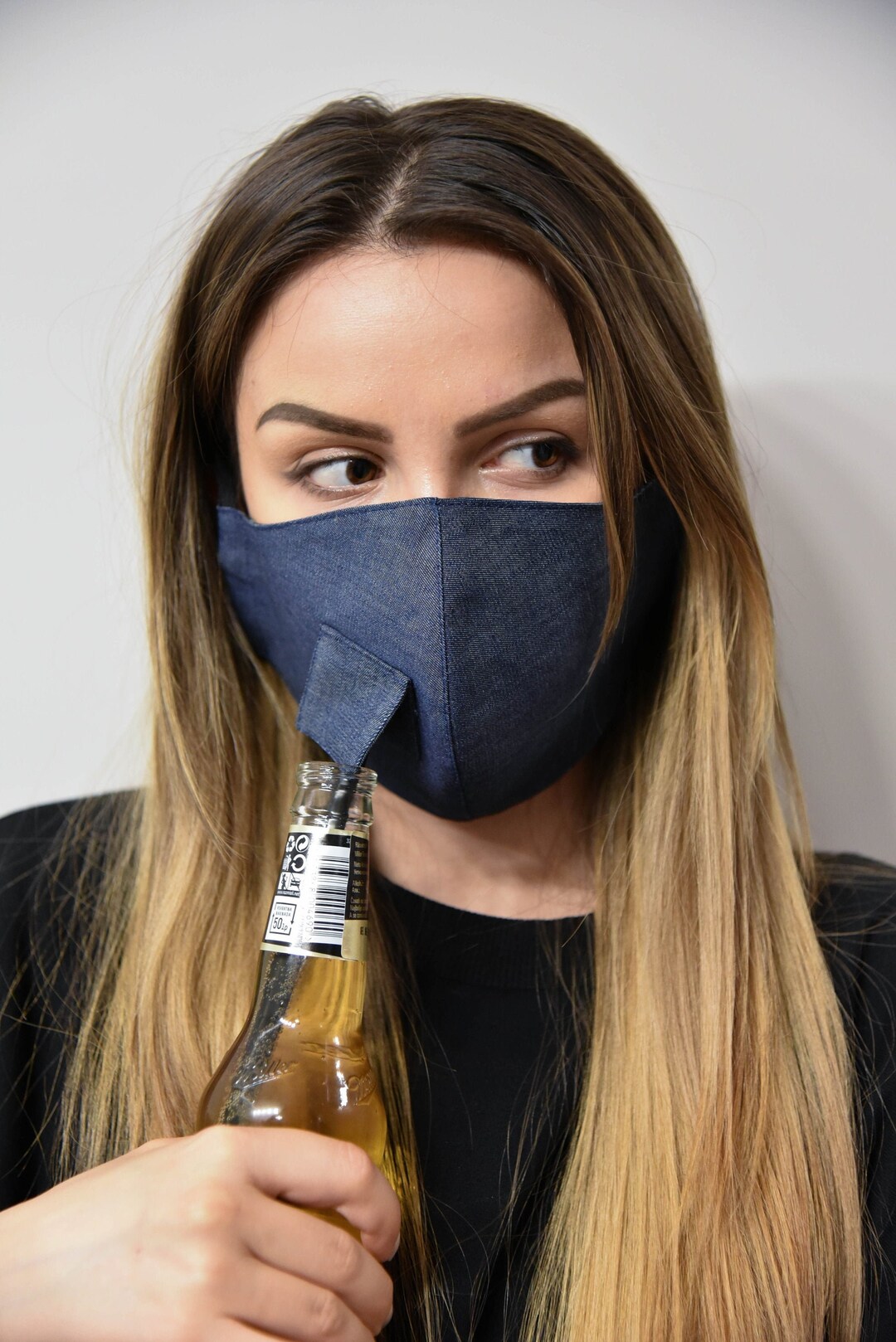 Blue Face Mask With Slit/face Mask With Opening/washable Mask/reusable ...