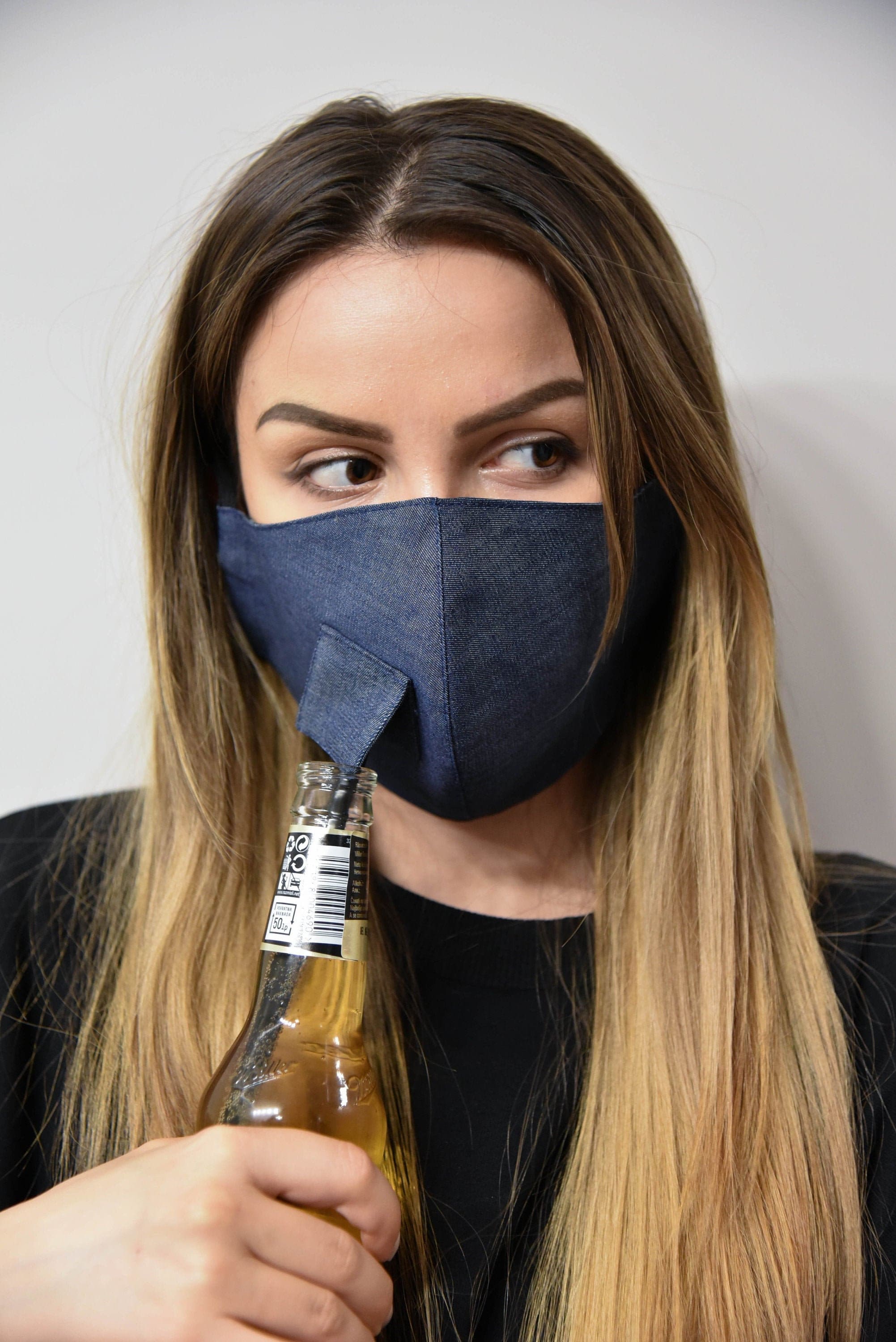 Blue Face Mask with Slit/Face Mask with Opening/Washable | Etsy