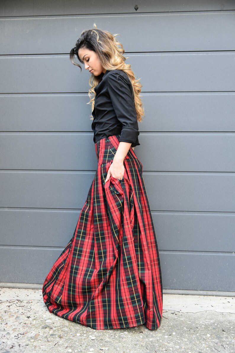 Lovely Checked Long Maxi Skirt/high or Low Waist Skirt/long - Etsy