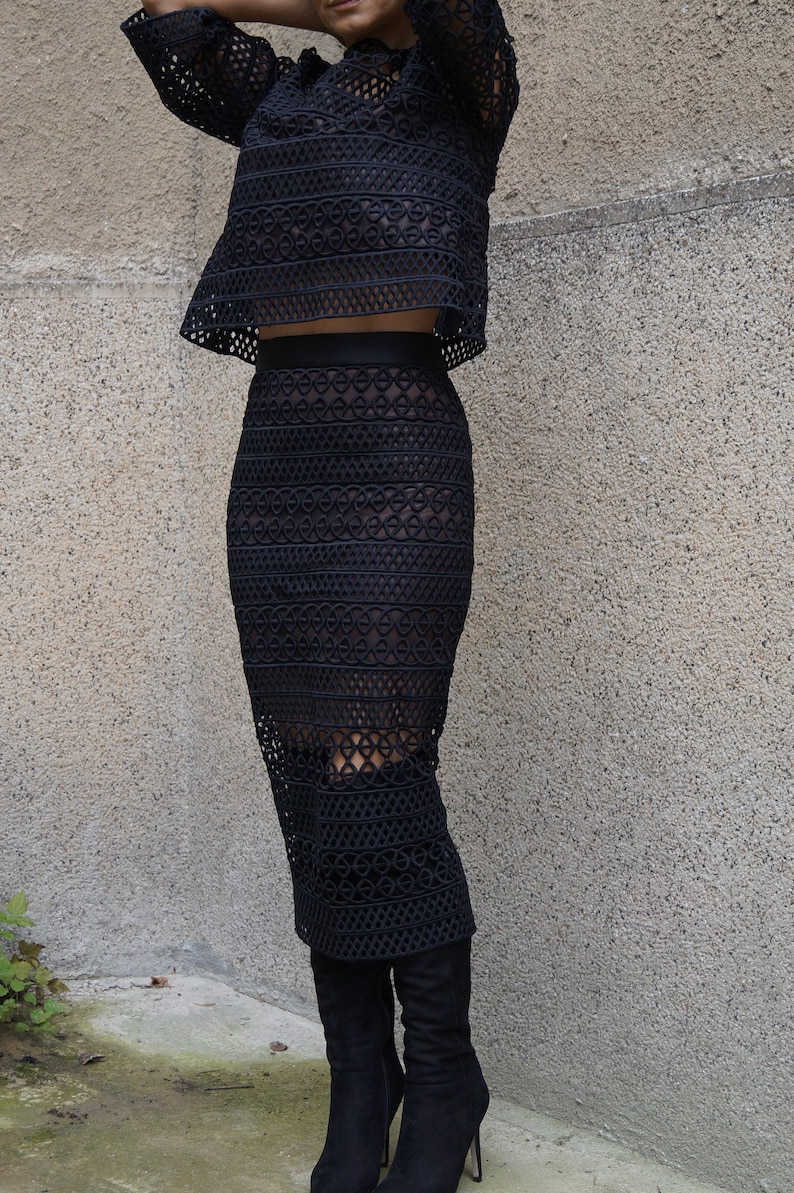 Black Lace Top/loose Structured Top/oversized Top/stylish - Etsy