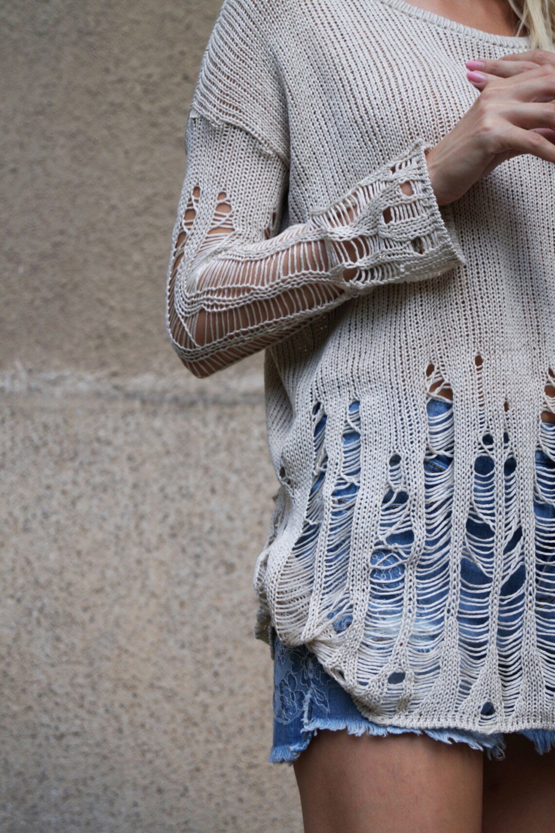 New/destroyed Sweater/distressed Sweater/asymmetrical - Etsy