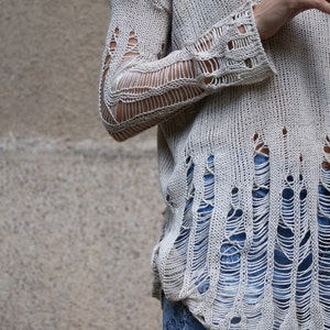New/destroyed Sweater/distressed Sweater/asymmetrical Sweater/over ...