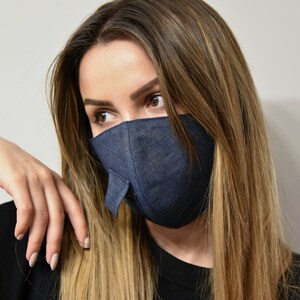 Blue Face Mask With Slit/face Mask With Opening/washable Mask/reusable ...