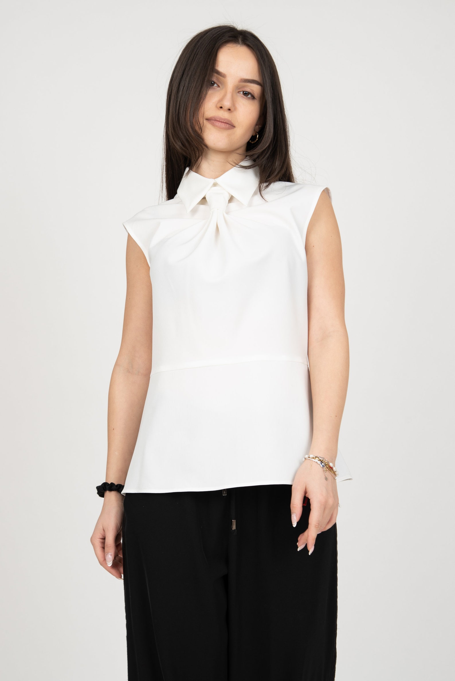 Smart White Shirt/collared White Top/sleeveless Shirt/handmade - Etsy