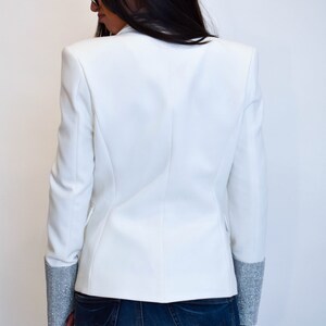 White Blazer With Stones/handmade Jacket/double Buttoned Coat/white Top ...