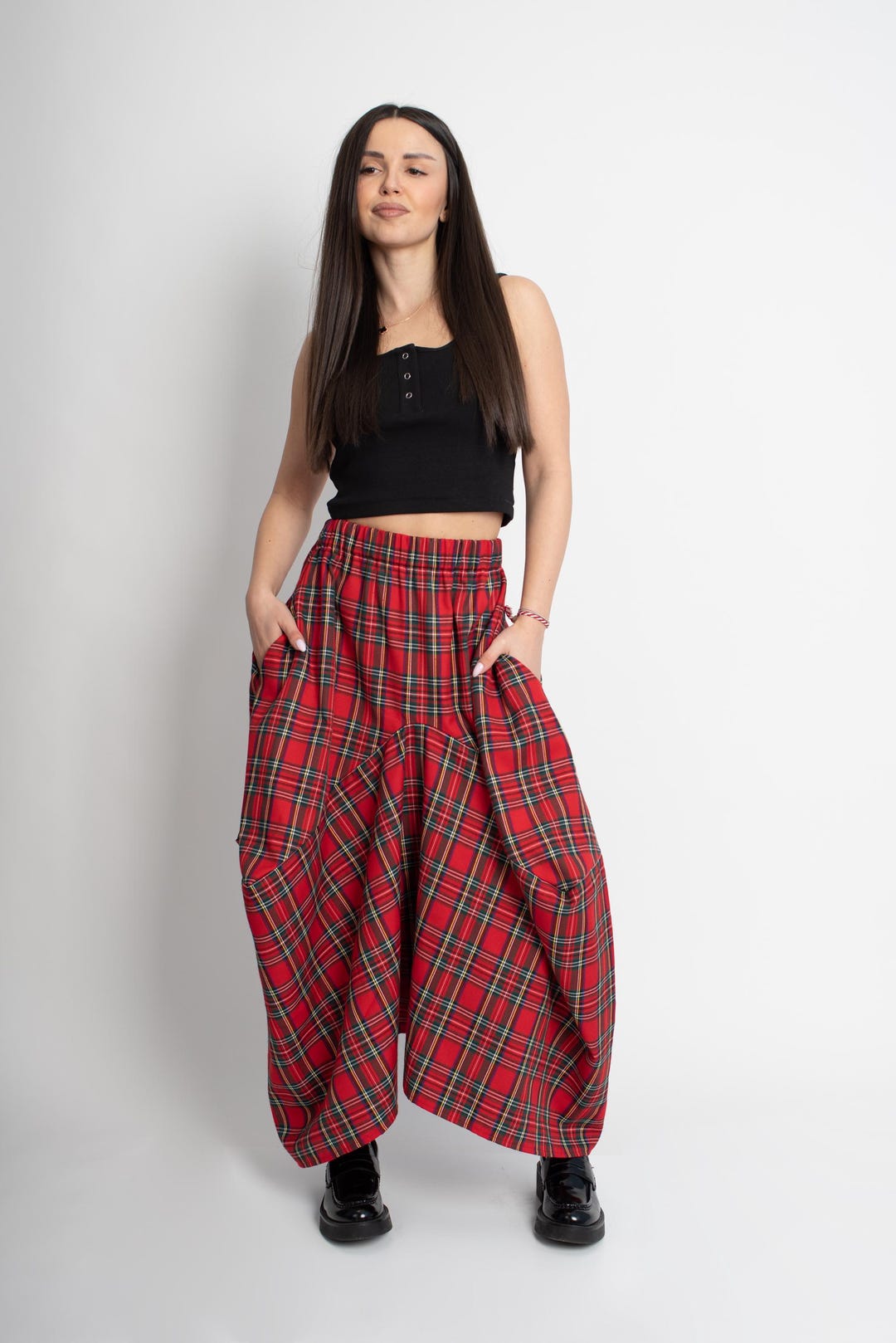 Asymmetrical Maxi Skirt: Handmade Plaid High-low Waist/f5098 - Etsy