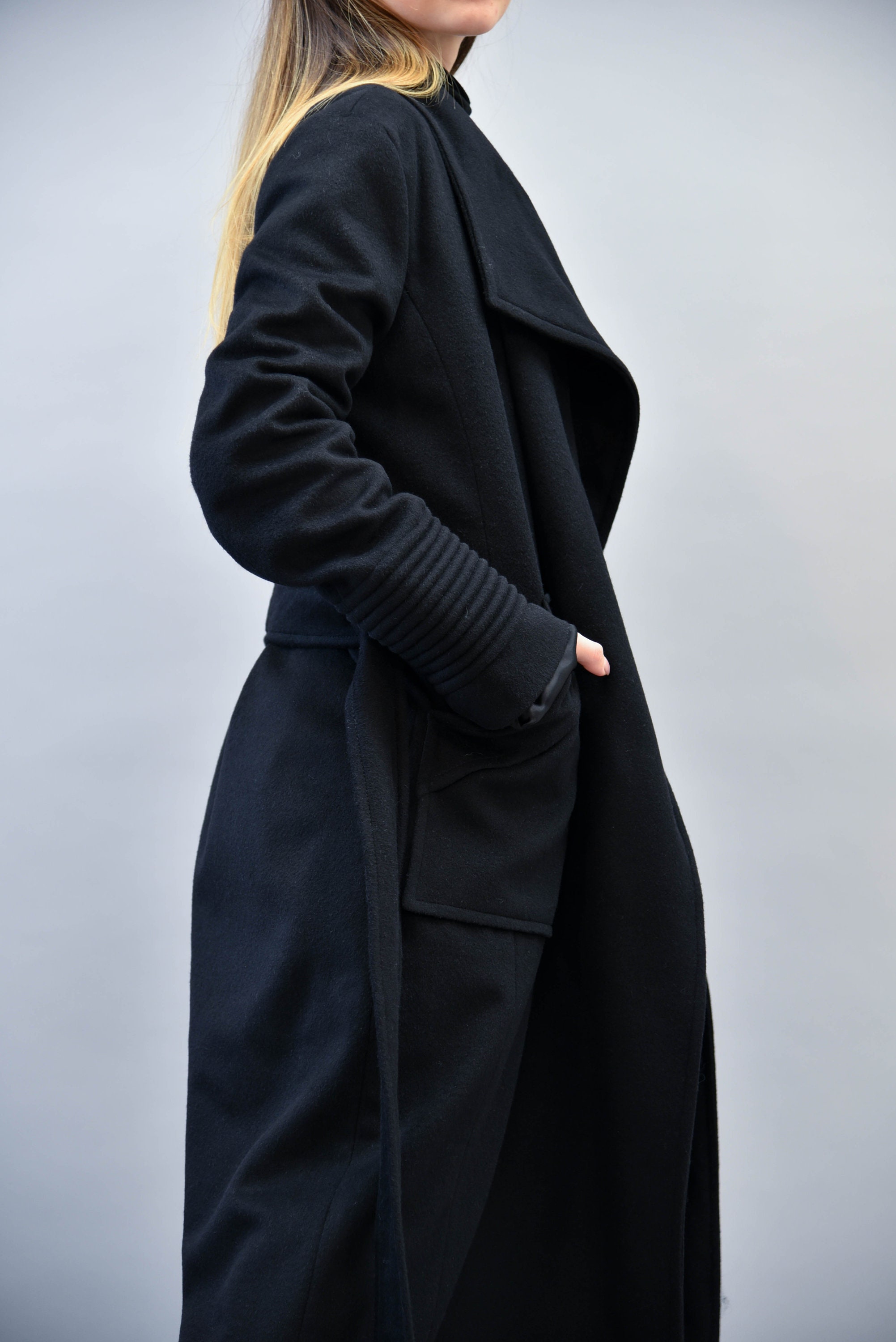 Black Wool Coat/Winter Cape Coat /Cashmere Wool Coat/Oversized | Etsy