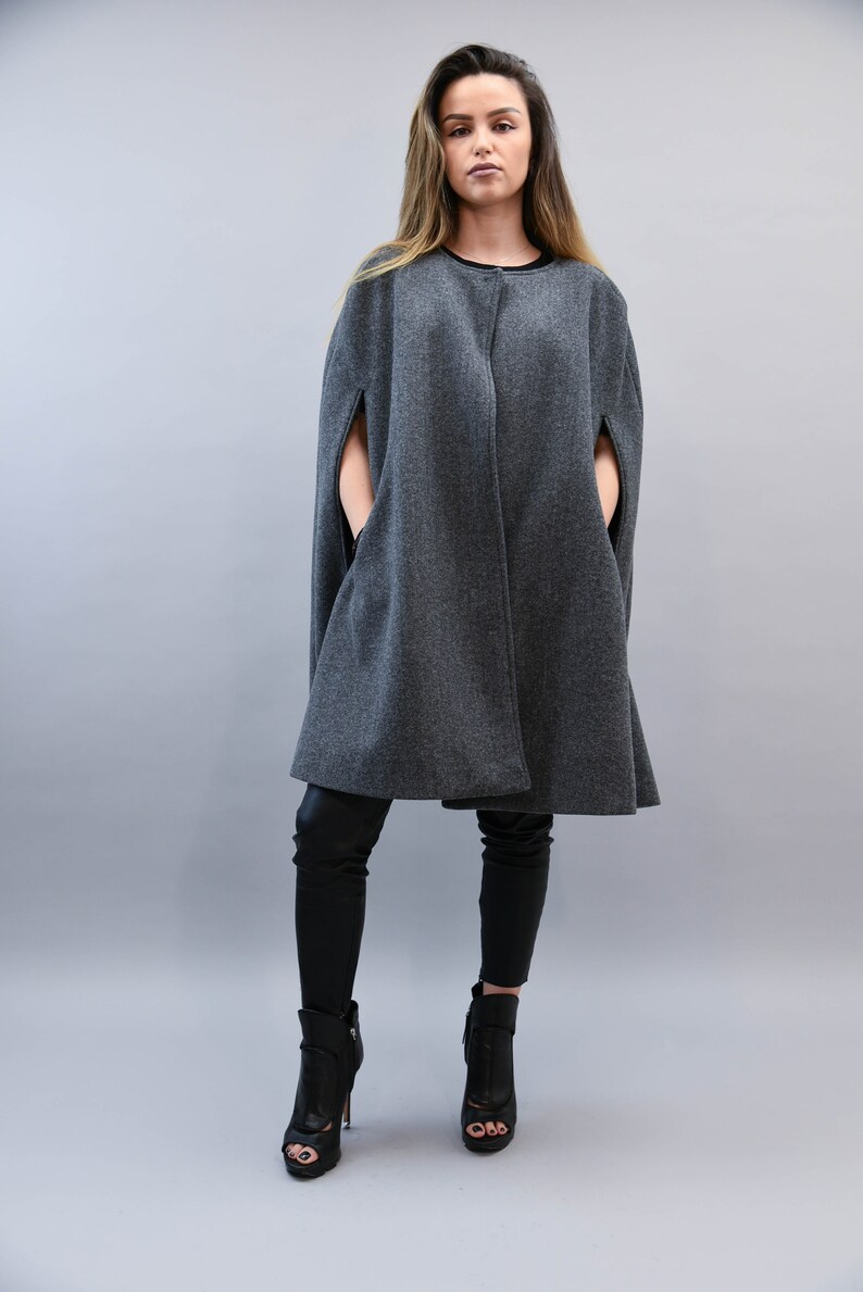 Grey Cape Coat/jacket for Women/grey Wool Cape/cape - Etsy