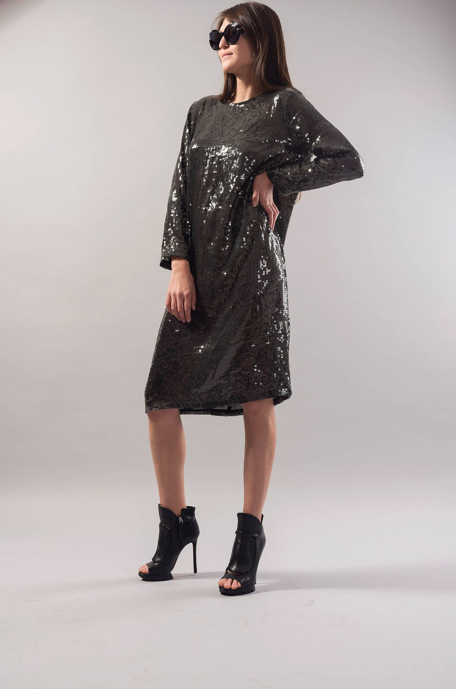 Sequinned Dress/cocktail Dress/black Sequins/pencil - Etsy